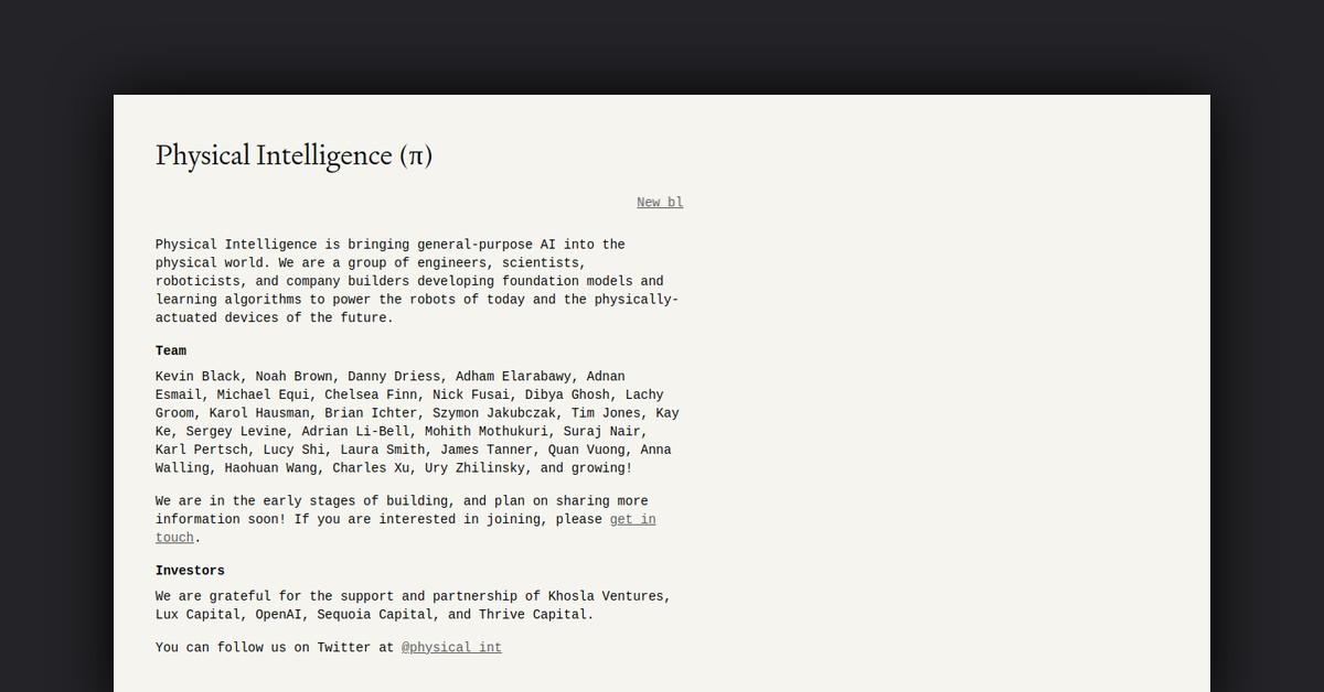 Physical Intelligence * HYBRID RITUALS